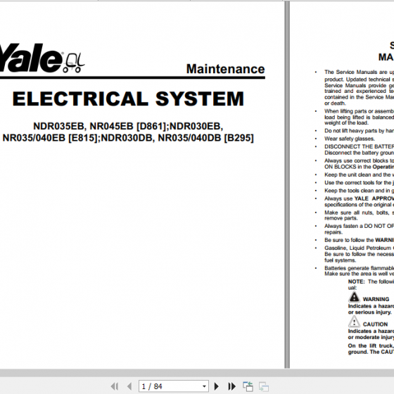 Yale Class 2 Electric Motor Narrow Aisle Trucks E861 (NR035EC NR040EC ...