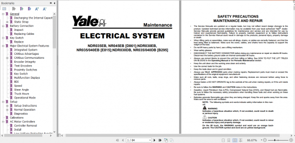 Yale Class 2 Electric Motor Narrow Aisle Trucks E826 (OS030BF) Service Manual