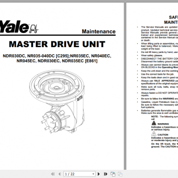 Yale Class 2 Electric Motor Narrow Aisle Trucks E826 (OS030BF) Service ...