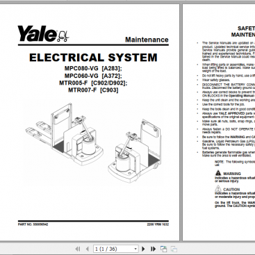 Yale Class 3 Electric Motor Hand Trucks A428 (MP16 MP18 MP20 MP22 ...