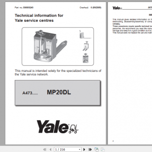 Yale Class 3 Electric Motor Hand Trucks A428 (MP16 MP18 MP20 MP22 ...