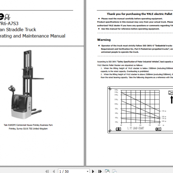 Yale Class 3 Electric Motor Hand Trucks A7R5 (MP20UX) Operating Manual