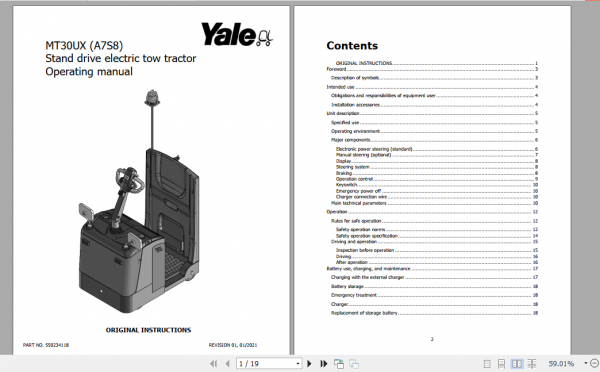 Yale Class 3 Electric Motor Hand Trucks A7S8 (MT30XUX) Operating Service Manual