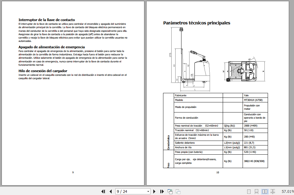 Yale Class 3 Electric Motor Hand Trucks A7S8 Operating Manual_ES