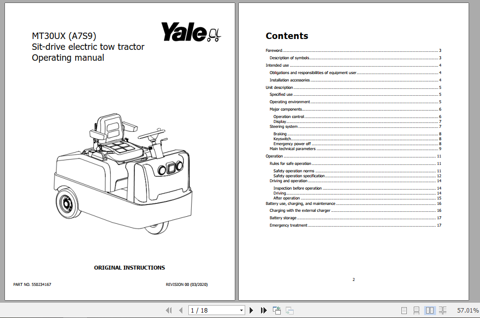 Yale Class 3 Electric Motor Hand Trucks A7S9 (MT30UX) Operating Service Manual