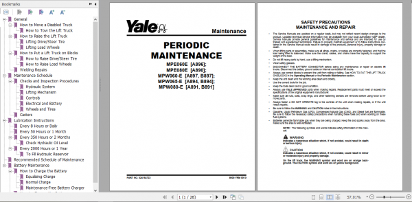 Yale Class 3 Electric Motor Hand Trucks A890 (MPE080E) Service Manual