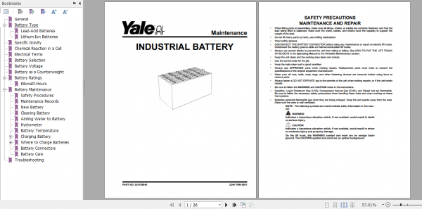 Yale Class 3 Electric Motor Hand Trucks A890 (MPE080E) Service Manual