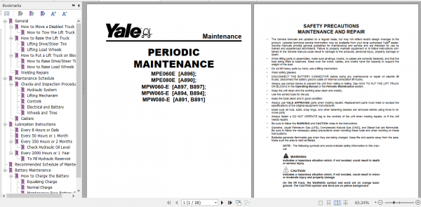 Yale Class 3 Electric Motor Hand Trucks A891 (MPW080E) Service Manual
