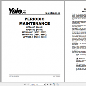 Yale Class 3 Electric Motor Hand Trucks A897 (MPW060E) Service Manual