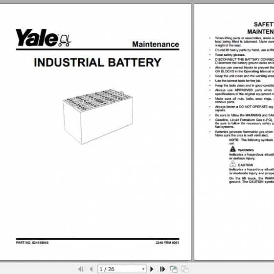 Yale Class 3 Electric Motor Hand Trucks A903 (MTR007-E) Service Manual