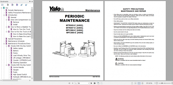 Yale Class 3 Electric Motor Hand Trucks A903 (MTR007-E) Service Manual
