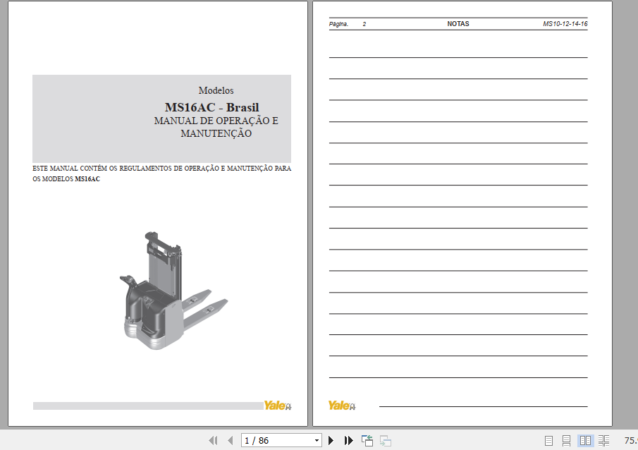 Yale Class 3 Electric Motor Hand Trucks A959 (MS16 - BR) Operating Manual