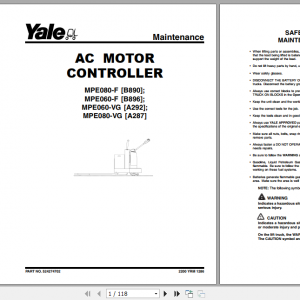 Yale Class 3 Electric Motor Hand Trucks B897 (MPW060E) Service Manual