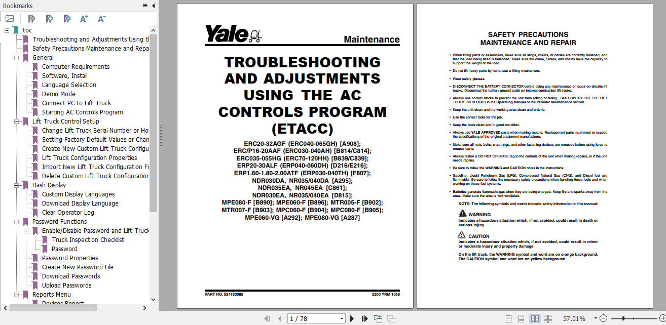 Yale Class 3 Electric Motor Hand Trucks B904 (MPC060-F) Service Manual