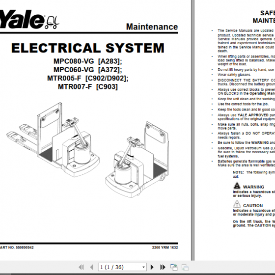 Yale Class 3 Electric Motor Hand Trucks C896 (MPE060-F) Keypad Service Manual