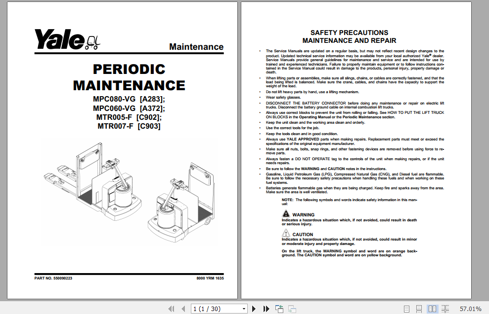 Yale Class 3 Electric Motor Hand Trucks C903 (MTR005-F MTR007-F) Service Manual
