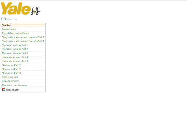 Yale Class 3 Electric Motor Hand Trucks D843 (MP20X FBW) Service Manual