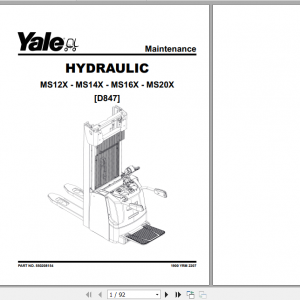 Yale Class 3 Electric Motor Hand Trucks D843 (MP20X FBW) Service Manual