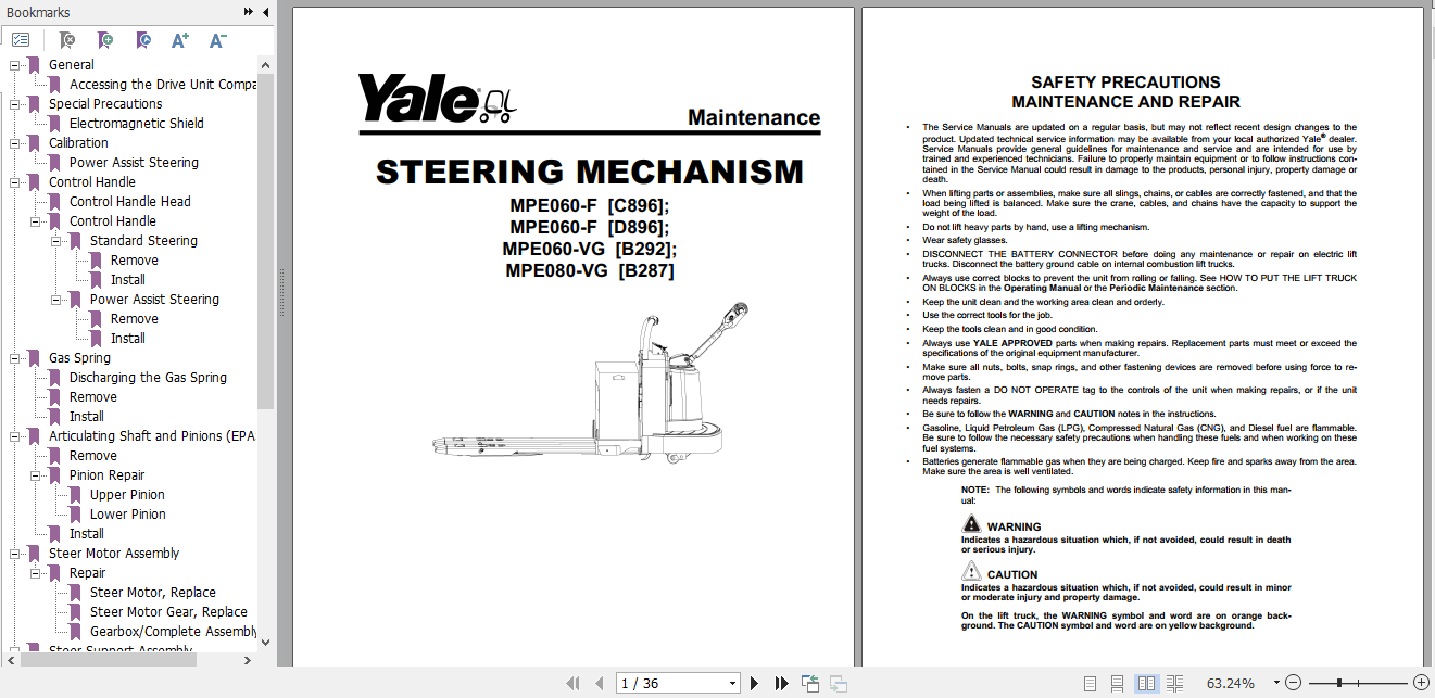 Yale Class 3 Electric Motor Hand Trucks D896 (MPE060-F) Service Manual