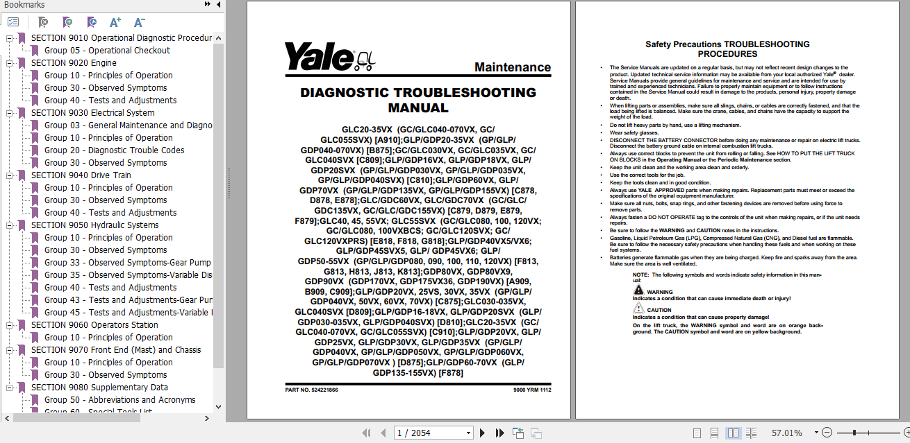 Yale Class 4 Internal Combustion Engine Trucks B910 (GLC20VX GLC25VX ...
