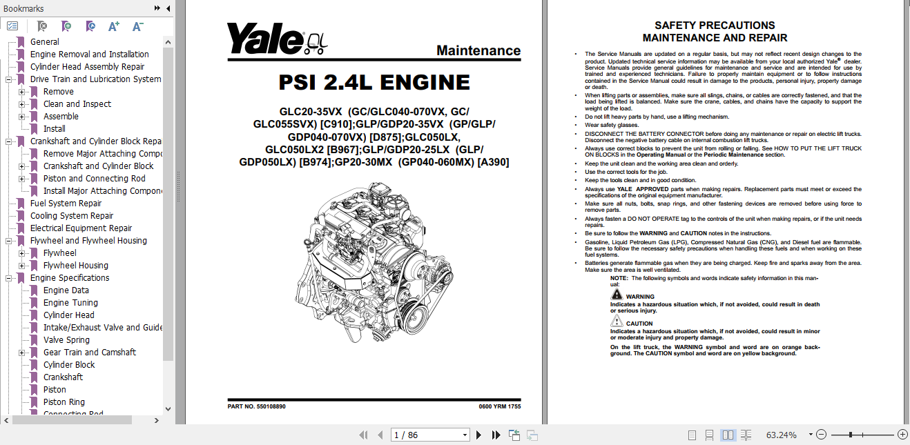 Yale Class 4 Internal Combustion Engine Trucks B967 (GLC050LX GLC050LX2 ...