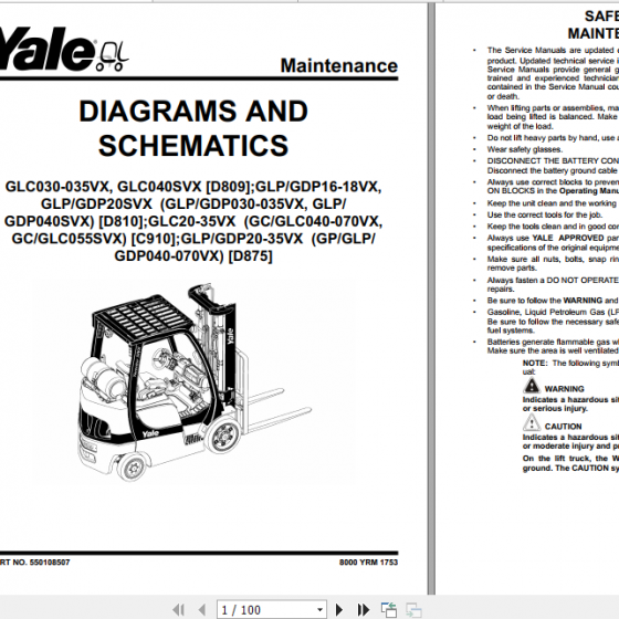 Yale Class 4 Internal Combustion Engine Trucks C910 (GLC20VX GLC25VX ...