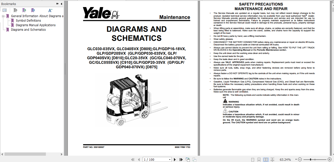 Yale Class 4 Internal Combustion Engine Trucks D809 (GLC030-035VX ...