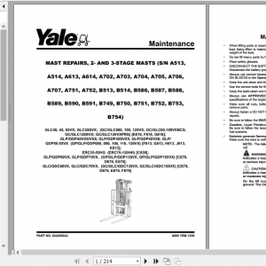 Yale Electric Motor Rider Trucks C883 (ESC030AD ESC035AD ESC040AD ...