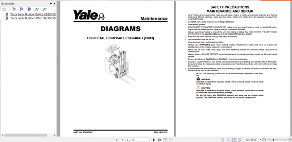 Yale Electric Motor Rider Trucks C883 (ESC030AD ESC035AD ESC040AD ...