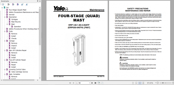 Yale Electric Motor Rider Trucks F807 (ERP1.61.82.0ATF Europe) Service ...