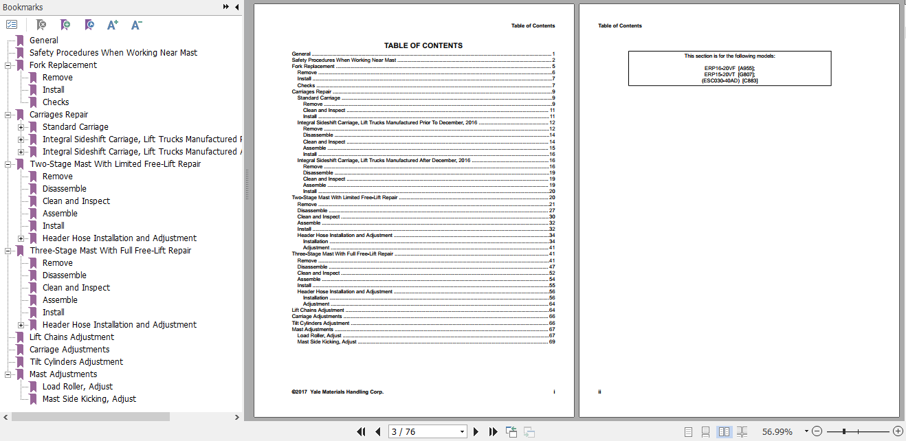 Yale Electric Motor Rider Trucks G807 (ERP030VT ERP035VT ERP040VT ...