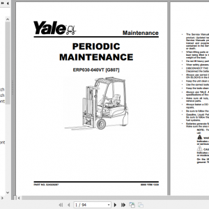 Yale Electric Motor Rider Trucks G807 (ERP15VT 16VT 18VT 20VT Europe ...