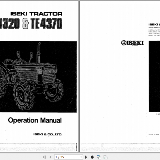 Iseki Tractor TF317-321-325-330 Operator Manual