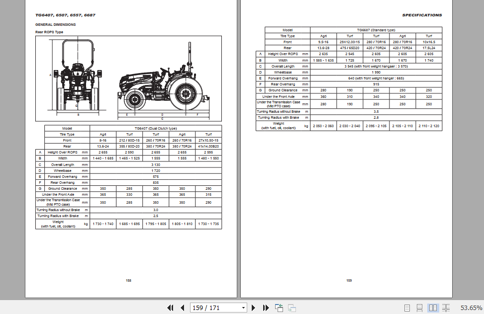 Iseki Tractor TG6407 TG6507 TG6557 TG6687 Operator Manual