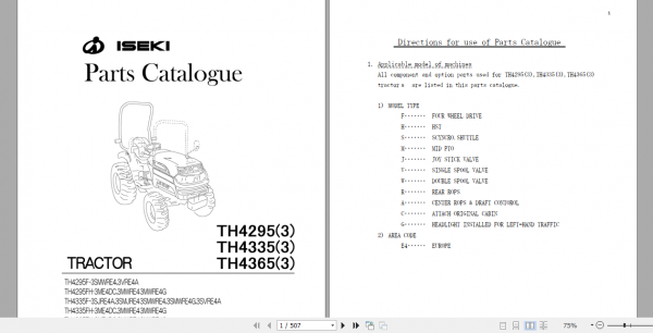 Iseki Tractor TH4295 TH4335 TH4365 Parts Manual_1772-097-110-0B