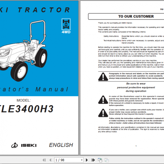 Iseki Tractor TLE4490 Operator Manual