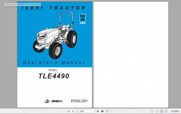Iseki Tractor TLE4490 Operator Manual