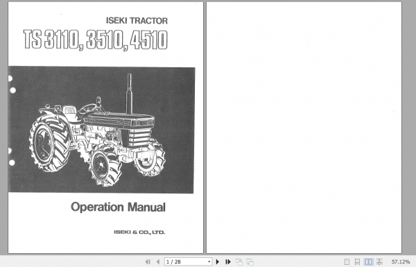 Iseki Tractor TS1910-2220 & 3110-3510-4510 Operator Manual