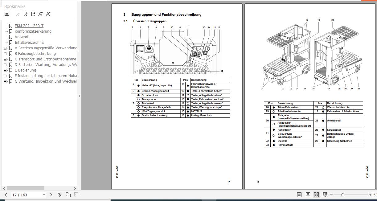 Jungheinrich Electric Order Picker EKM 202-300 T Operating Instructions ...