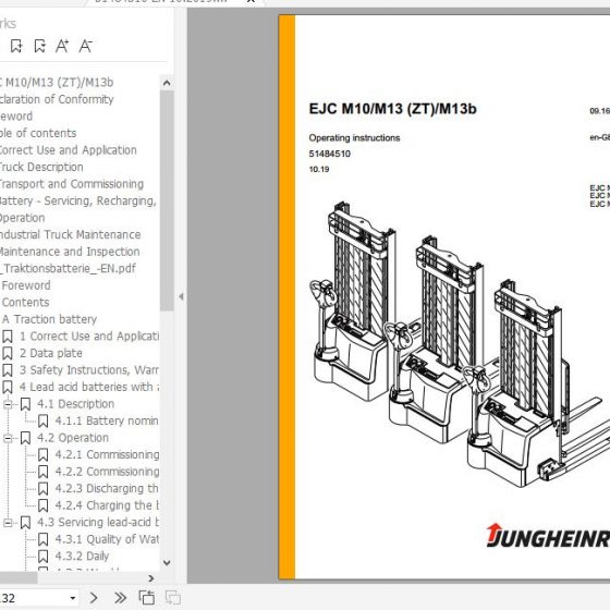 Jungheinrich Electric Stacker Truck EJC M10(E) EJC M10b(E) Operating Instructions 10-2019 EN ...