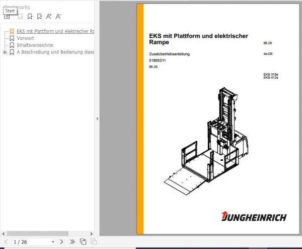Jungheinrich Order Pickers EKS 310S 412S 414S Operating Instructions DE