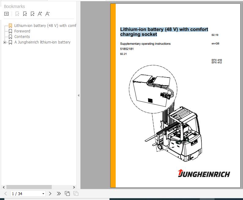 Jungheinrich Turret Truck EFX 410-412 Operating Instructions 02-2021 EN ...