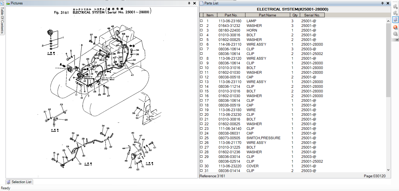 Komatsu Bulldozer D31A-16 => D31PX-22 Spare Parts Catalog