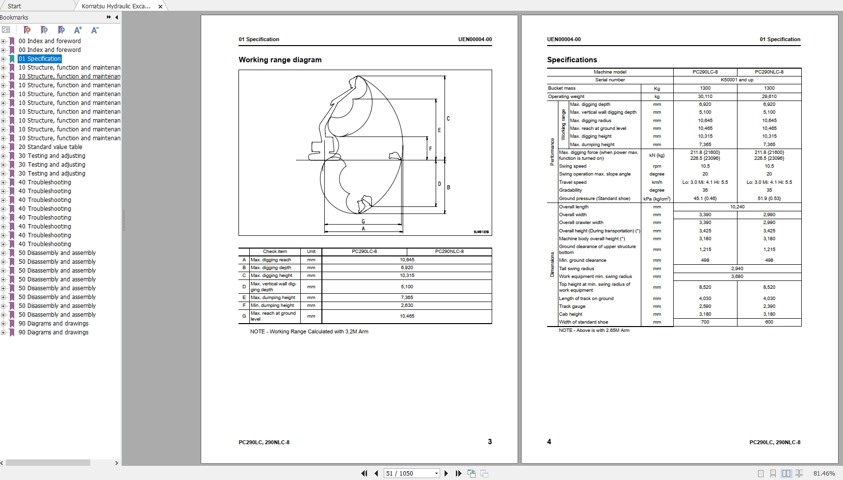 Komatsu Hydraulic Excavator PC290LC-8, PC290NLC-8 K50001 & UP Shop Manual UEN00001-01