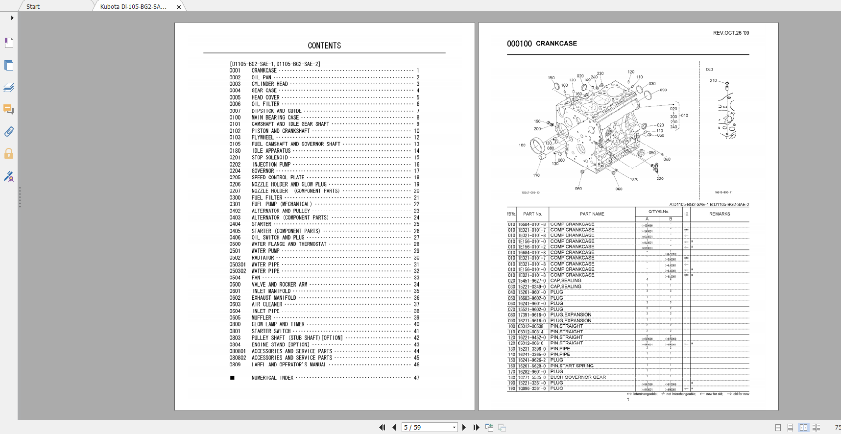Kubota Diesel Engine Dl-105-BG2-SAE-1 2 Part Manual