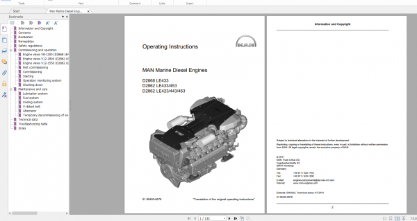 Man Marine Diesel Engines D2868-D2862 Operation Manual