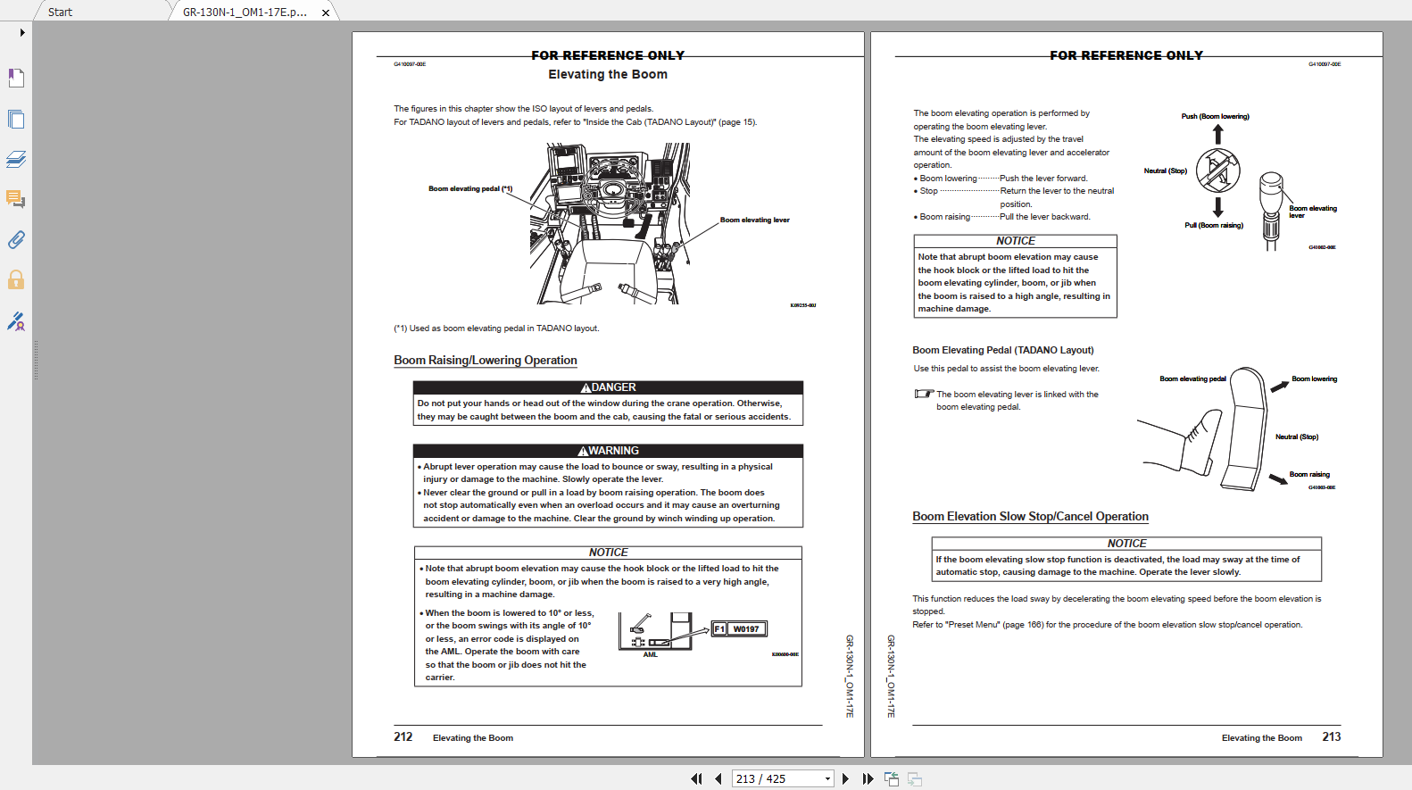 Tadano Rough Terrain Crane GR-130NL-1 GR-130N-1-00102 Operation & Maintance Manual
