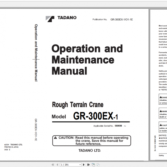 Tadano Rough Terrain Crane GR-300EX-1 GR-300E-1-00201 Operation ...