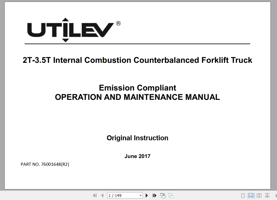 Yale Class 5 Internal Combustion Engine Trucks A261 (UT15-18P) Operation & Service Manual