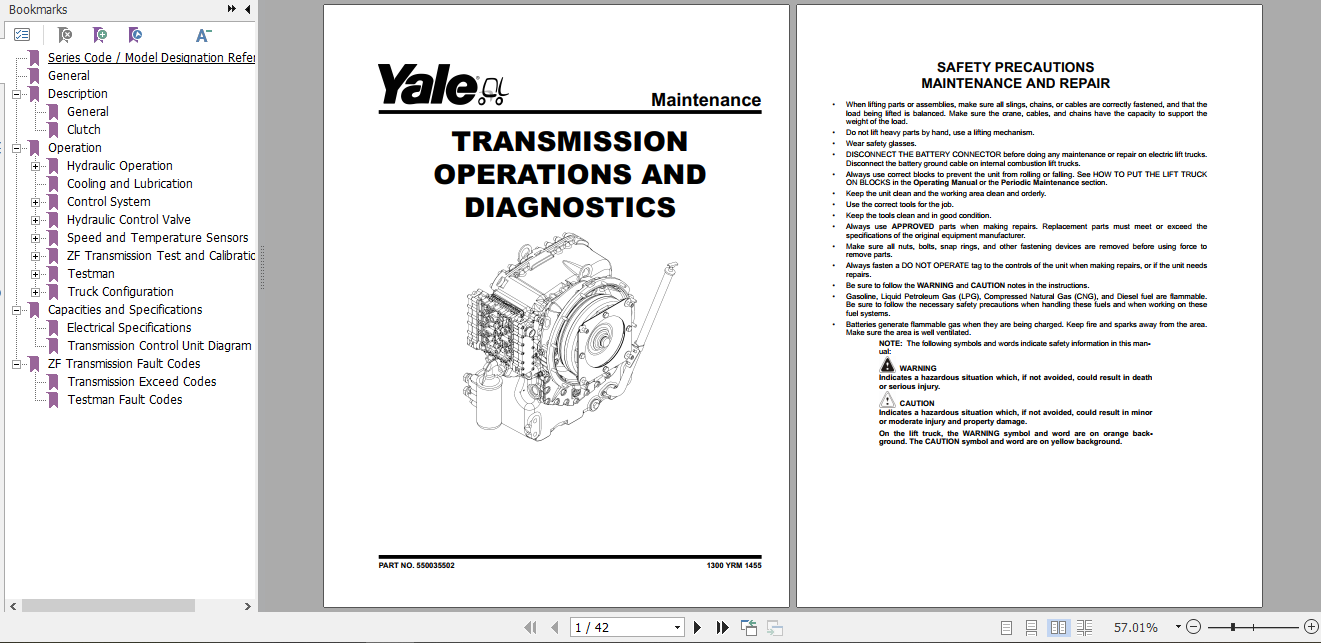 Yale Class 5 Internal Combustion Engine Trucks A674 (GDP160-12EC GDP180-7.5EC GDP180-9EC GDP160 ...